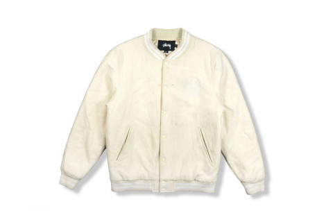 Vintage Stussy Varsity Jacket Cream - GLAB.VN
