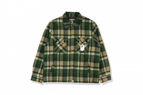 BAPE Check Zip CPO Jacket Olivedrab - GLAB.VN