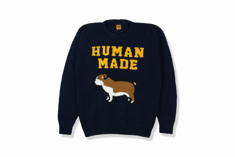 Human Made Dog Raglan Knit Sweater Navy - GLAB.VN