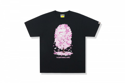 Bape Big Head Sakura Tree Black Tee - GLAB.VN