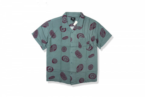 Stussy Australia Icon Pattern Short Sleeve Shirt Olive - GLAB.VN
