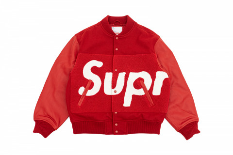 Supreme Big Logo Chenille Varsity Jacket Red - GLAB.VN